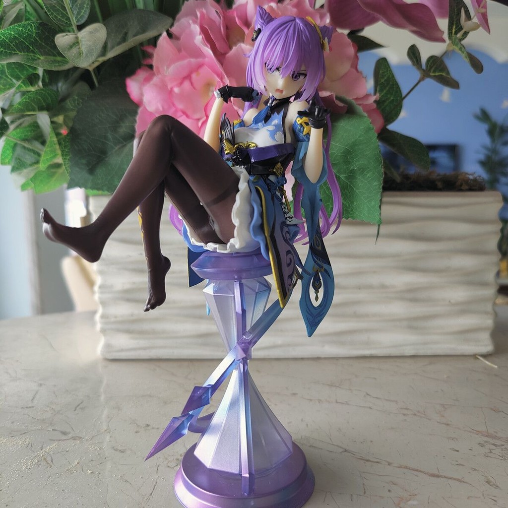 18cm Genshin Impact Keqing Sitting Position Sexy Girl Figure Model Toy ...
