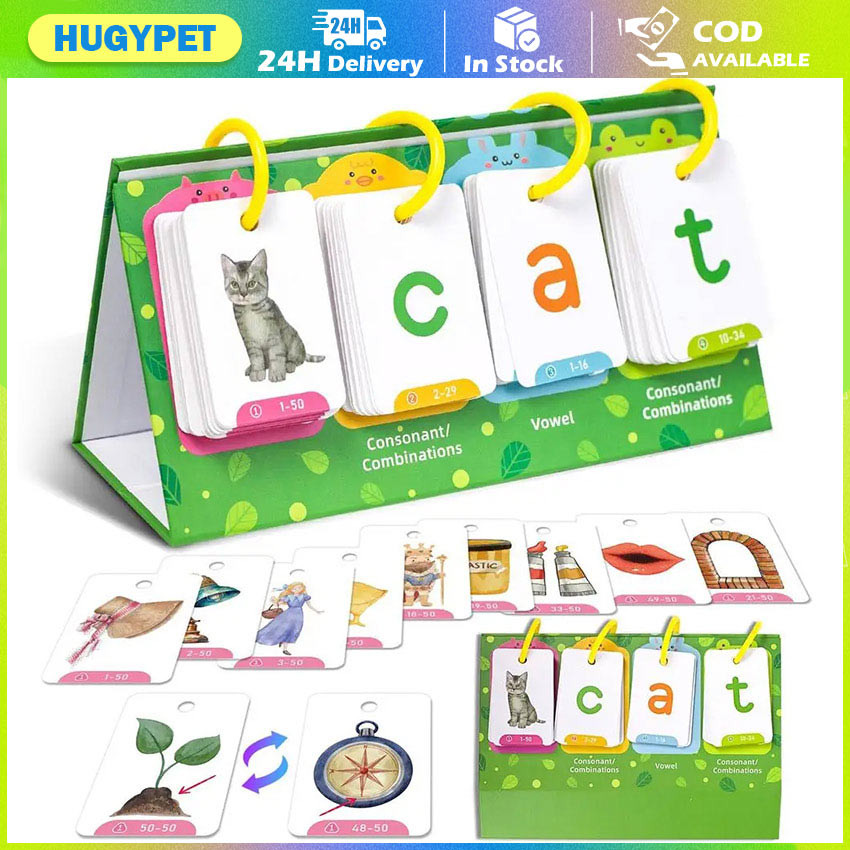 Montessori Word Builder Game Phonics Flash Cards Sight Words Flip Chart ...