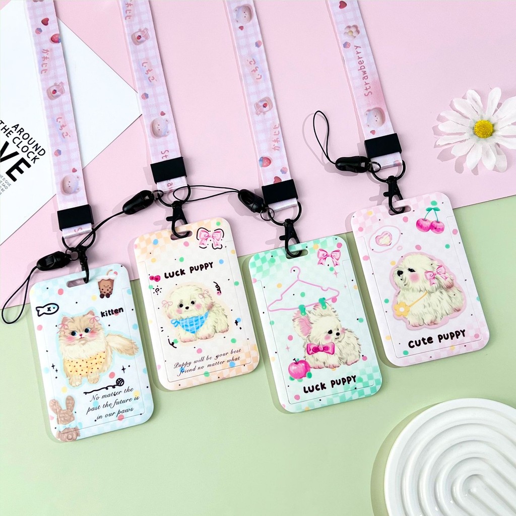 Cute Pvc Id Card Holder with Lanyard for Office Supplies and Student ...