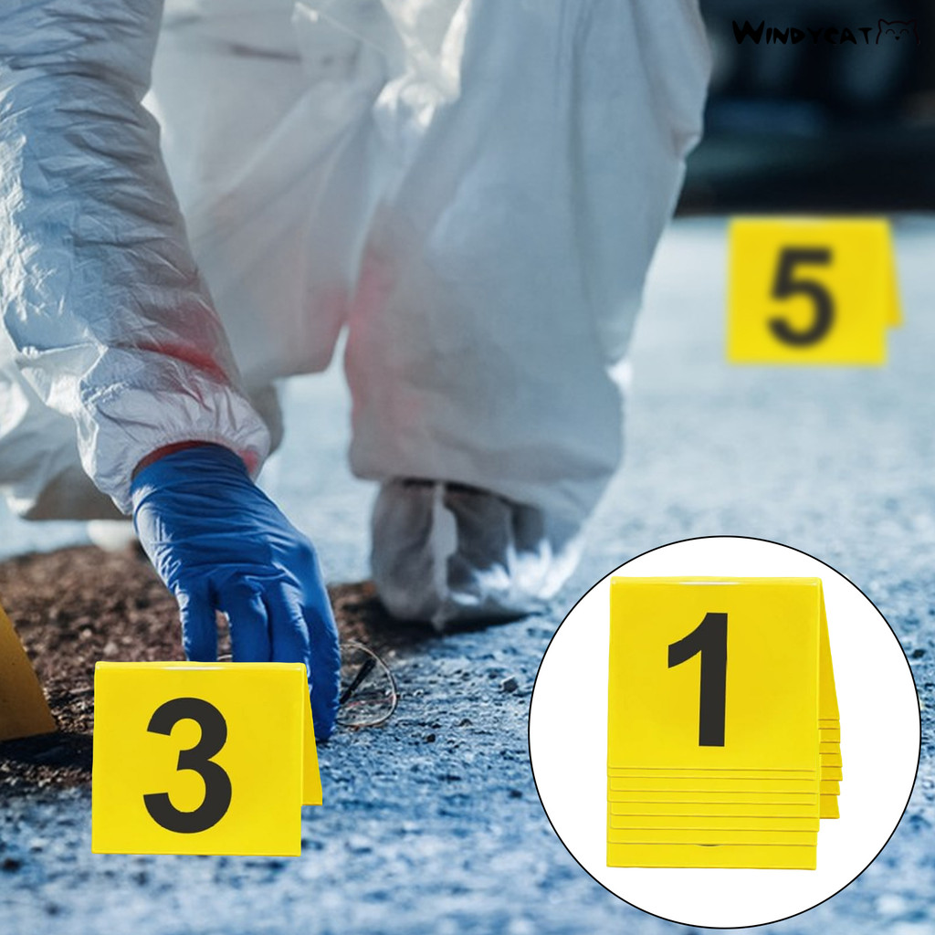 Windycat 10Pcs Crime Scene Number Sign Decoration Reusable Double-Sided ...