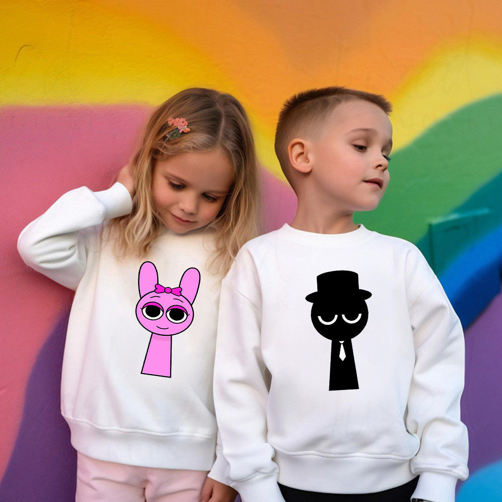 Incredibox Sprunki Cartoon Character Printing Boys Girls Round Neck ...