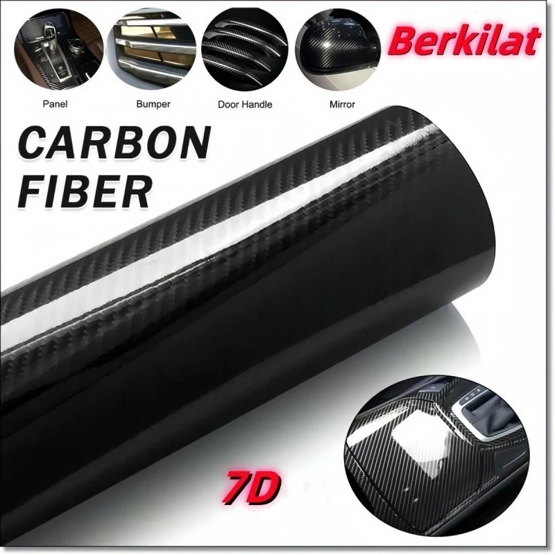 7D Car Carbon Fiber Sticker Waterproof Glossy Vinyl Roll Motorcycle ...