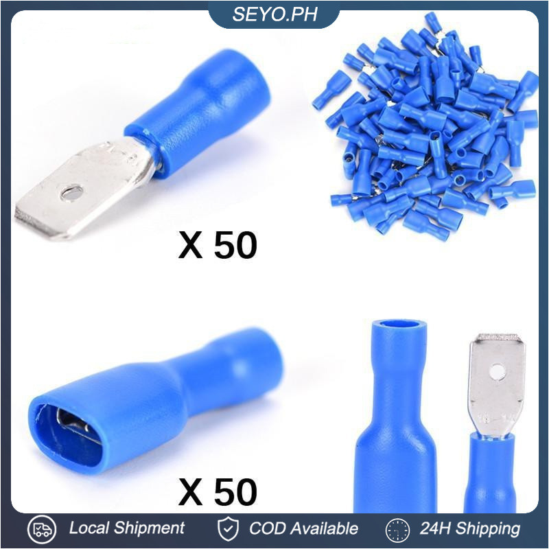 100Pcs Electrical Wire Connector Insulated Crimp Terminals Spade ...