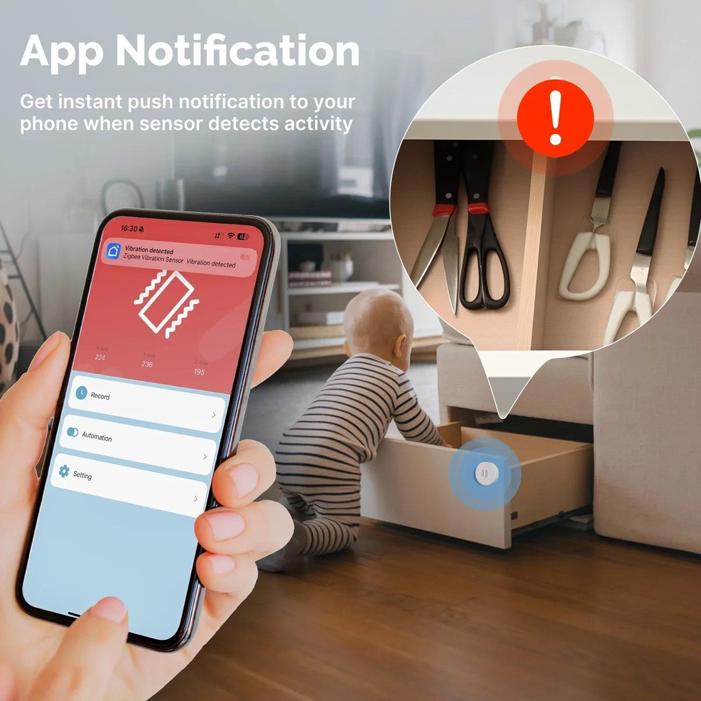 MOES Tuya Zigbee Smart Vibration Tilt Sensor XYZ Axis Detection Motion ...