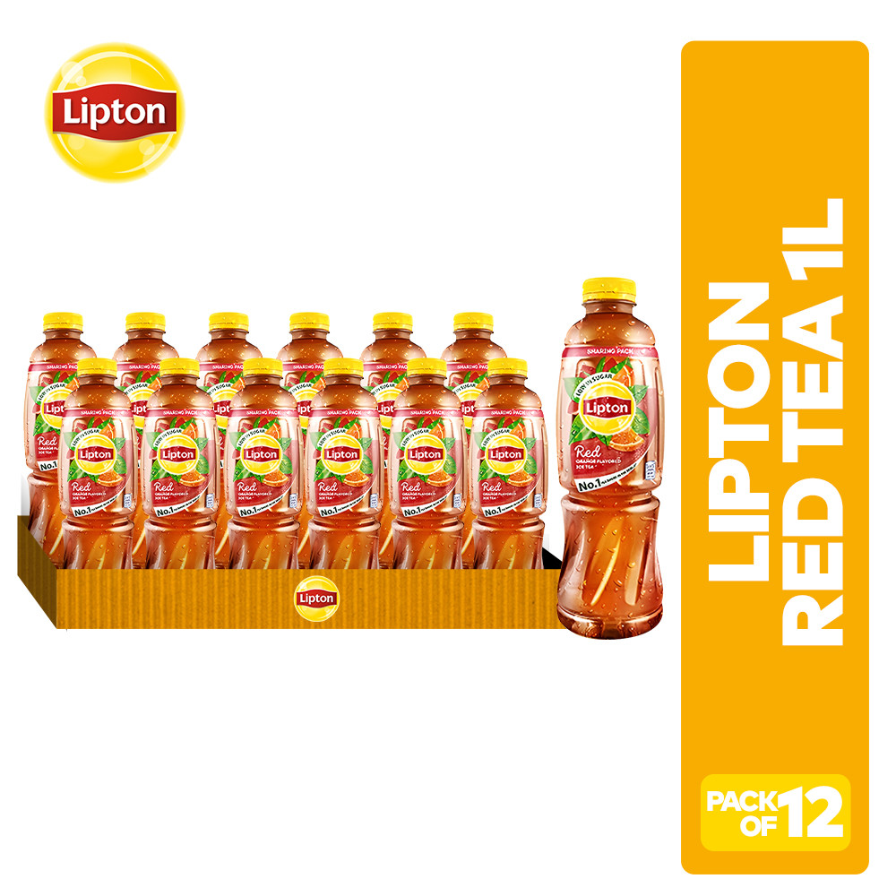 [CASE] Lipton Red Tea Orange Flavor 1L Sharing Pack - Bundle of 12 ...