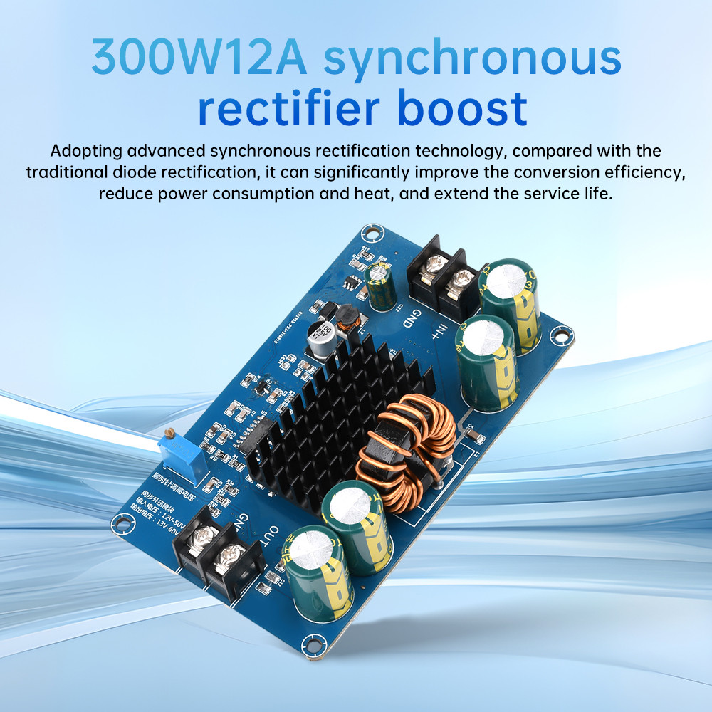 Pcbfun DC-DC Boost Converter Module 300W12A Synchronous Rectifier Boost Constant Voltage ...