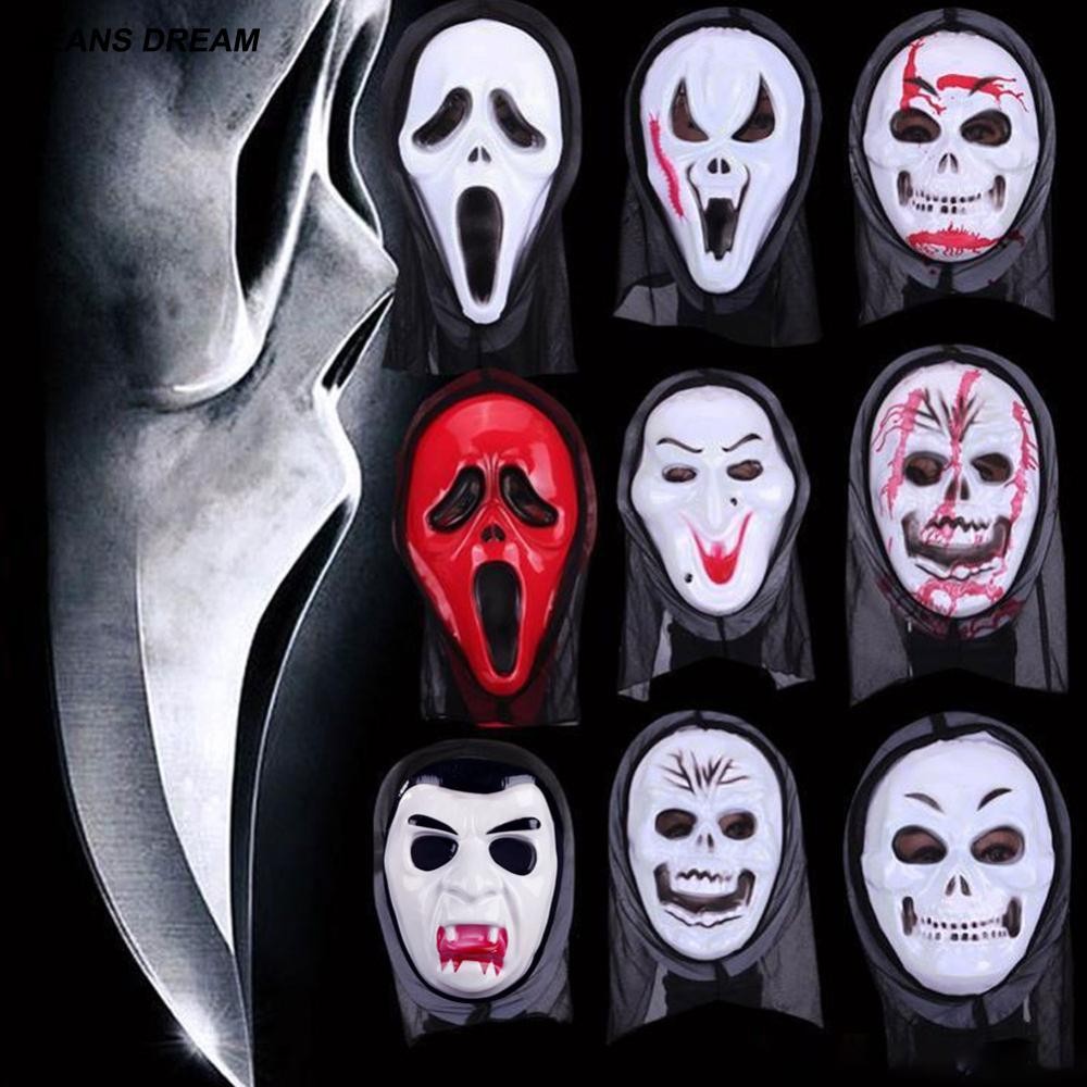 JEANSDREAM Halloween Scary Mask Scream Ghost Face Plastic Witches Mask ...