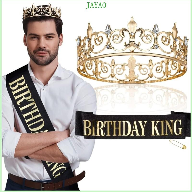 JAYAO Prom King Queen Sash Birthday King Crowns Set for Men Party ...