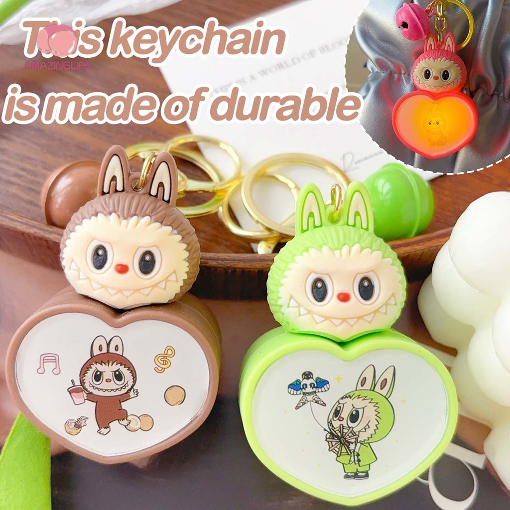 Cartoon Night-light Labubu Keychain Backpack DIY Decoration - Cute ...