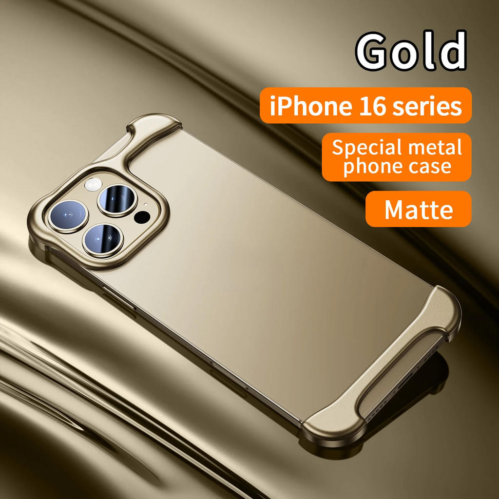 Highlight Metal Phone Case For Iphone 15 16 Pro Max Frameless Aluminum ...