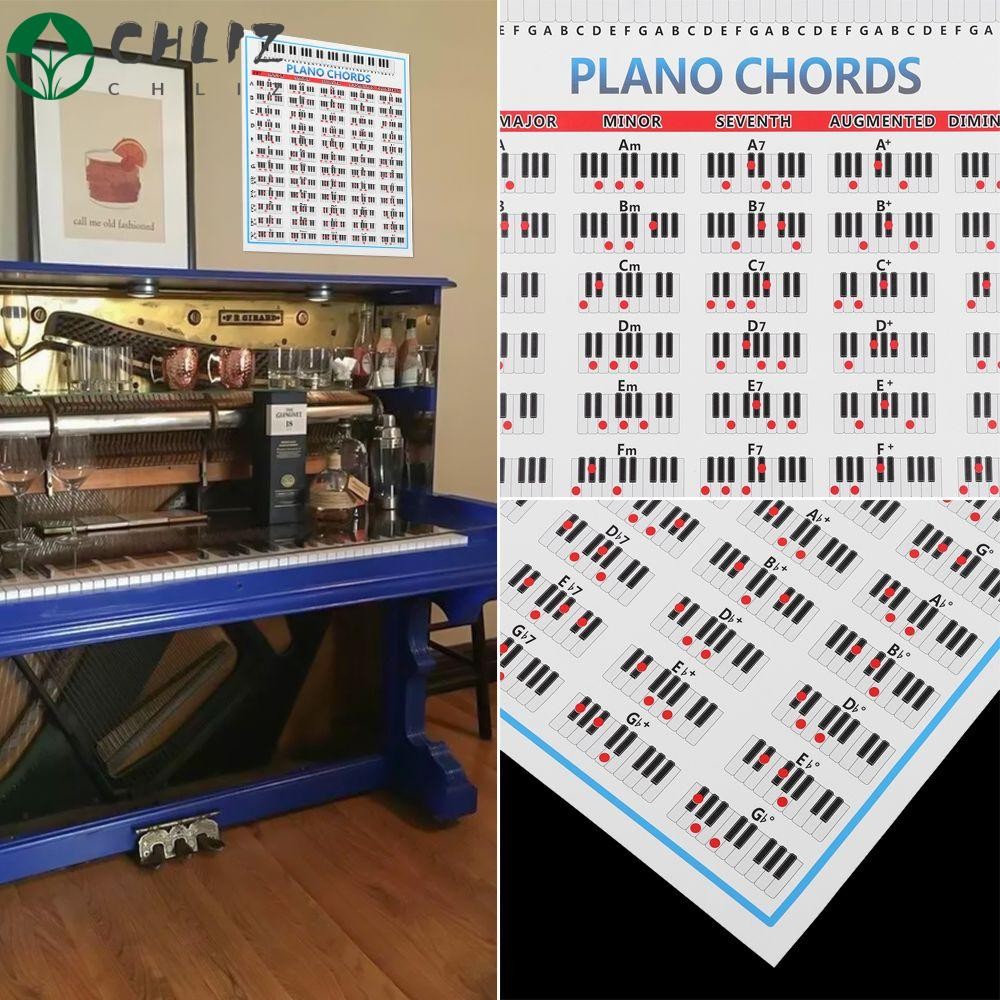CHLIZ Practice Sticker Large Chord Chart Keyboard Instruments Fingering ...