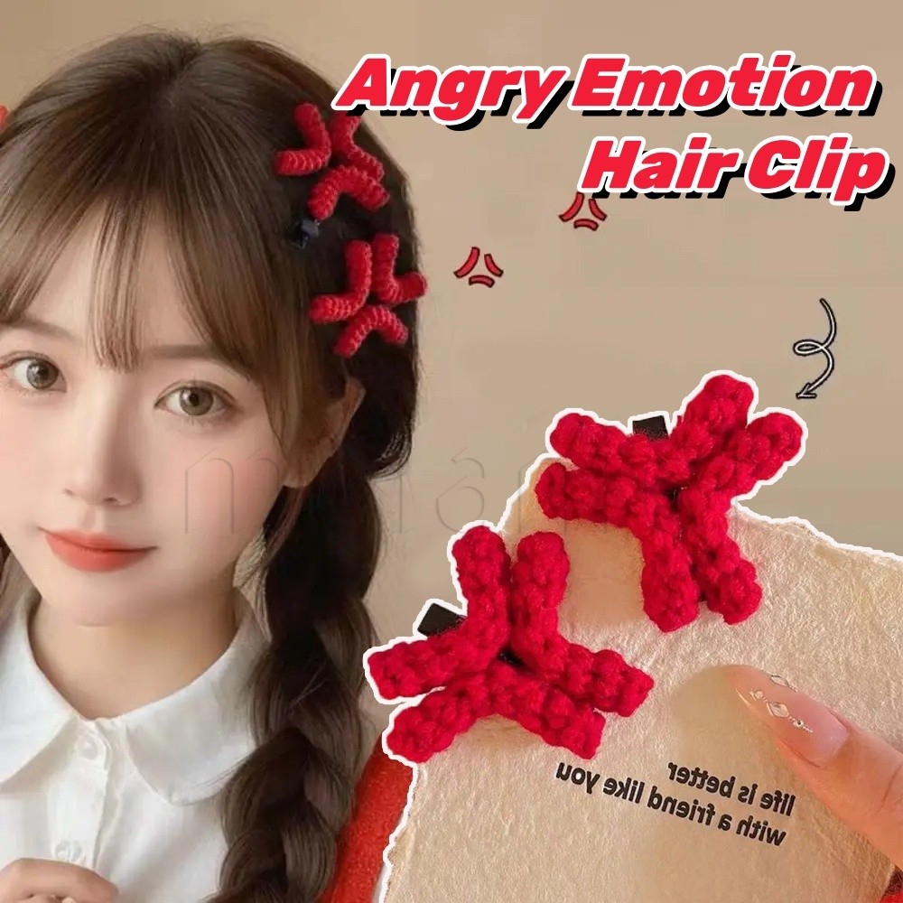 Angry Emotion Hair Clip - Girls Korean Style Hair Accessories - Crochet ...