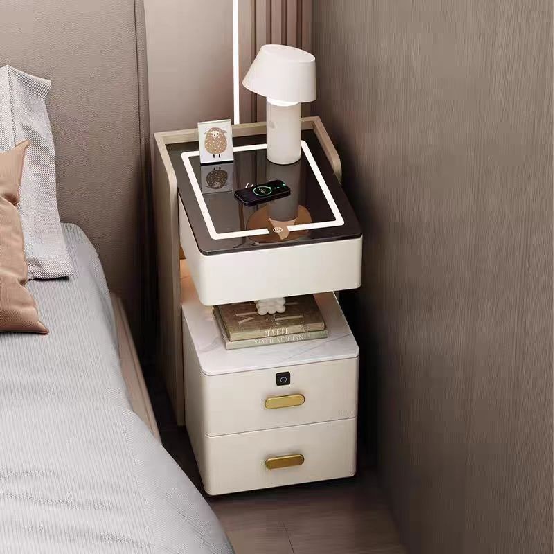Light Luxury Solid Wood Smart Bedside Table Simple Modern Multi ...