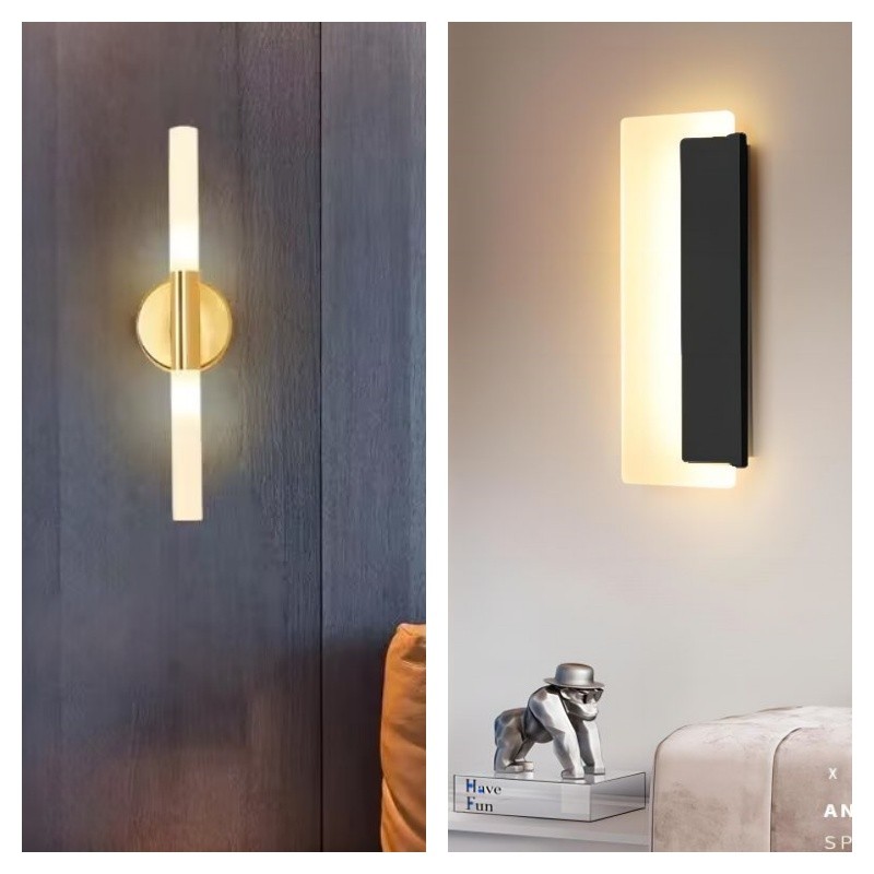 Nordic Wall Lamp Led Tri Color Wall Light Bedroom Long Staircase Wall ...