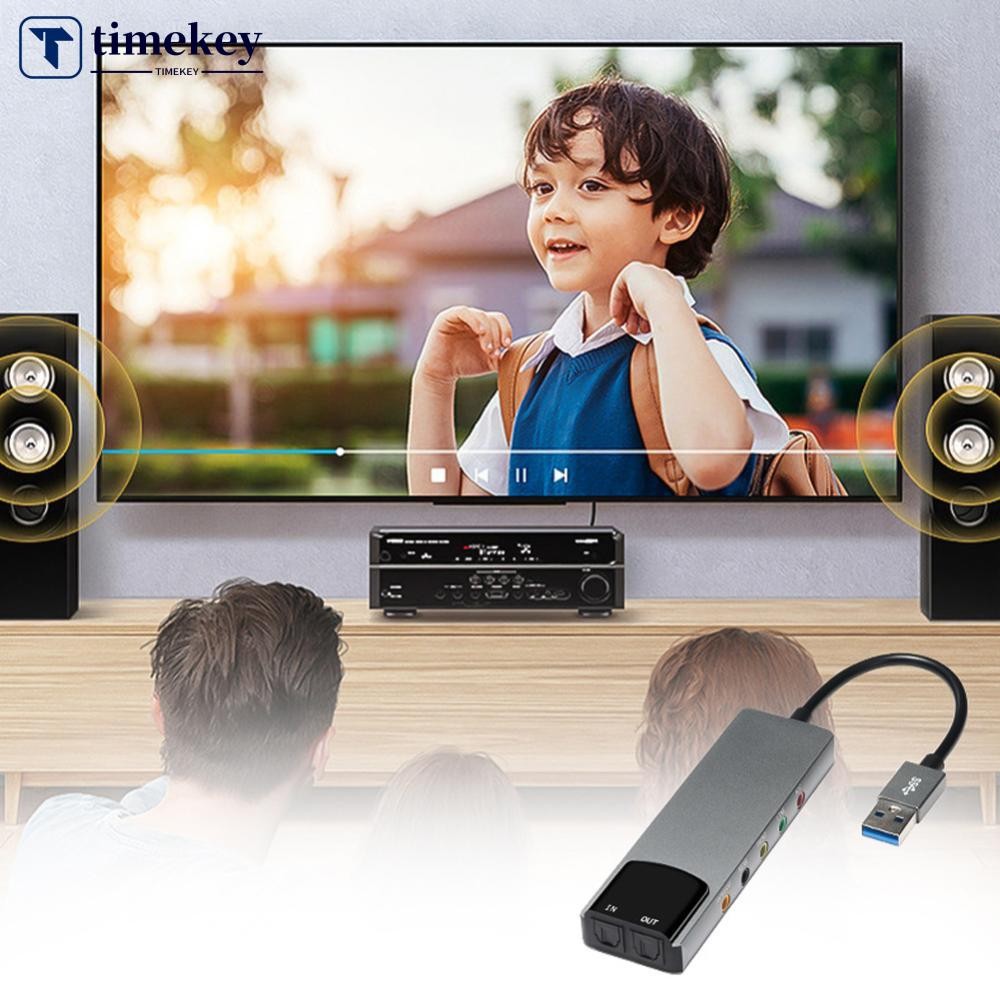 TIMEKEY Multi-Function Aluminum Alloy USB External Fiber Optic Sound ...