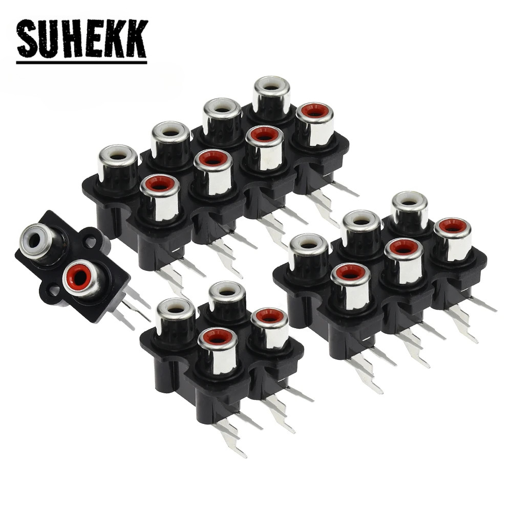 5PCS 2/4/6/8 Hole RCA Female Stereo Audio Jack AV Audio Input Socket ...