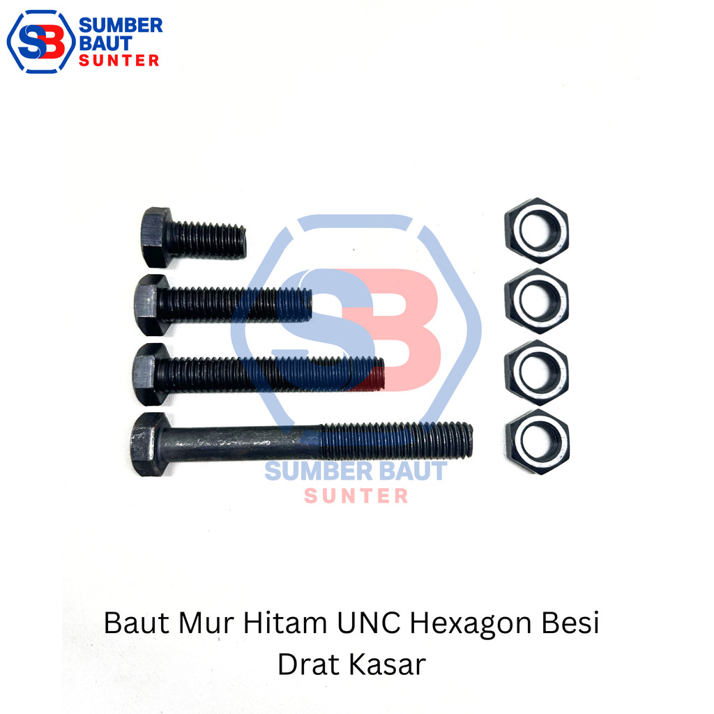 3/4" x 3 1/2" Black Iron Hexagon Nut Bolt UNC Key 30 Coarse Threads ...