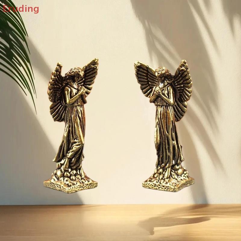 [Eruding] Retro Copper Prayer Angel Statue Small Ornaments Brass Angel ...