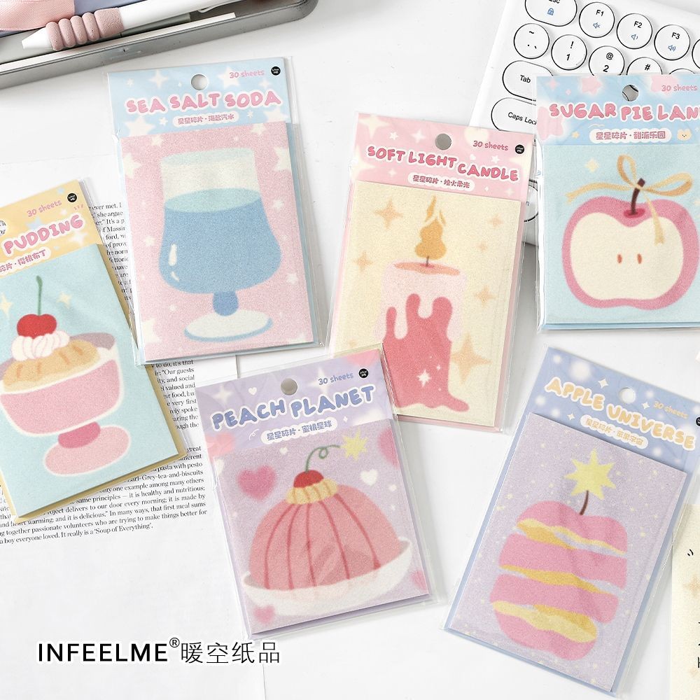 30 Sheets Cute Pudding Apple Sticky Notes Cute Patterns Kawaii Self ...