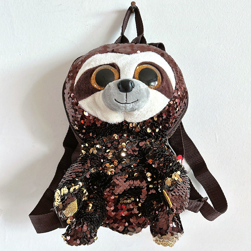 Children Cute Plush Doll Shape Sloth Monkey 30cm Sequin Backpack ...