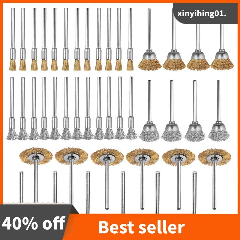 44 Pieces Mini Wire Brush Wheel Cup Brass Steel Wire Brush Set 1/8inch ...