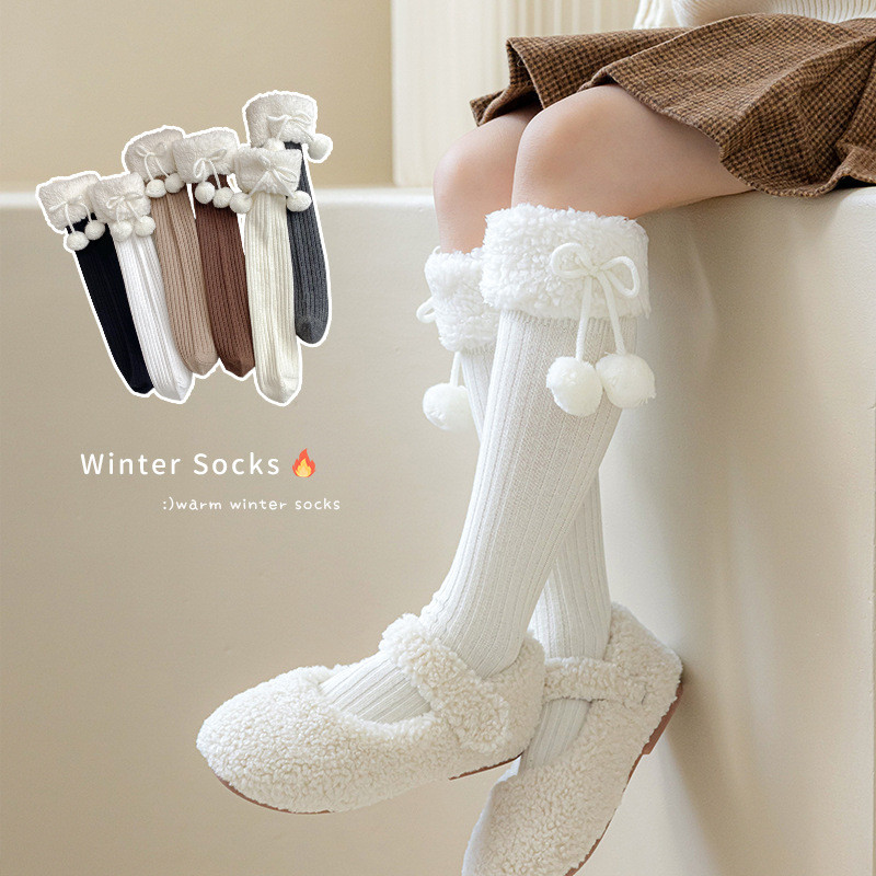 Girls Cotton Socks Hairball Lolita Princess Style Mid-Calf Socks ...