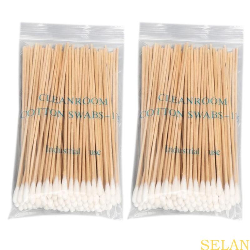 SELA 100 200Pcs 6 Inch Long Handle Cotton Swabs Single-Head Cleaning ...
