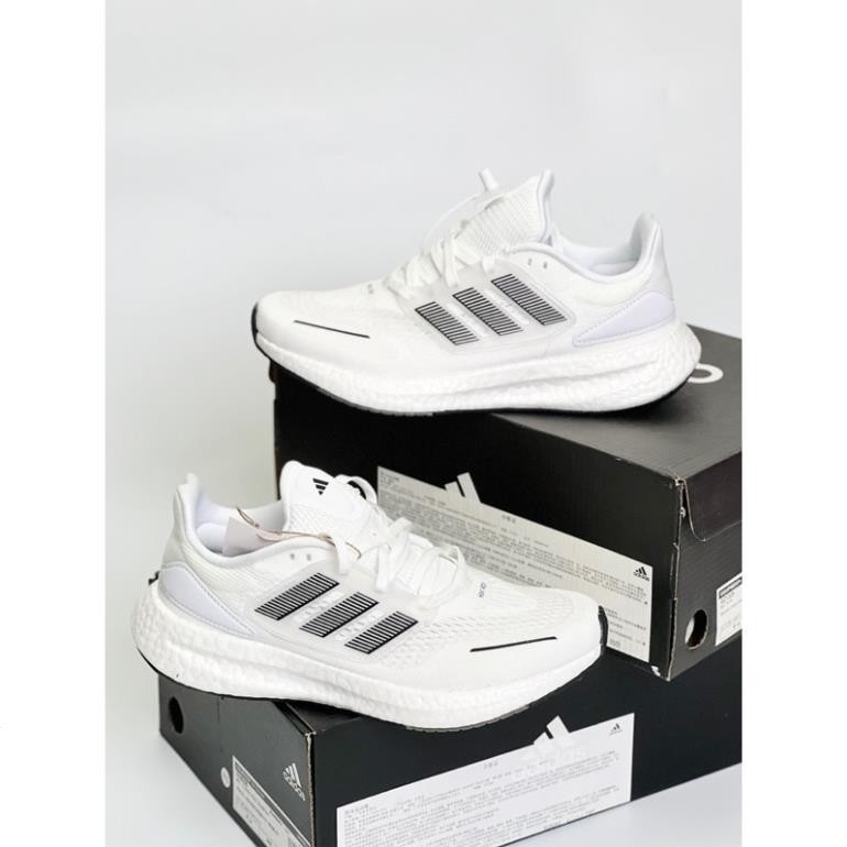 Adidas pureboost 22 unisex sneakers in full white with black stripe ...