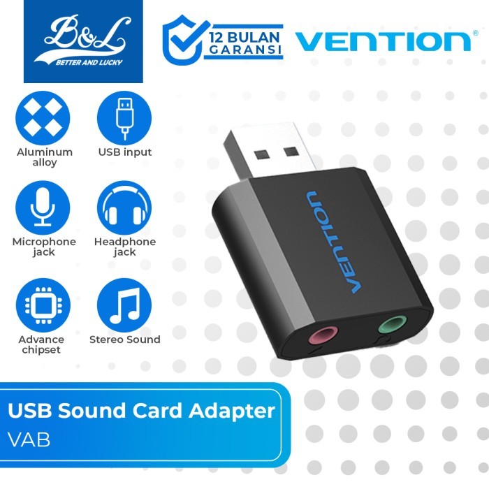 Vention VAB USB Sound Card Adapter to Audio Female 3.5mm + Microphone ...
