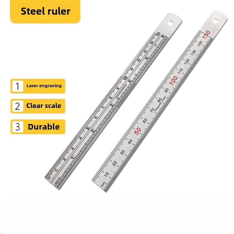 Thickened stainless steel ruler double-sided metric and imperial scale ...
