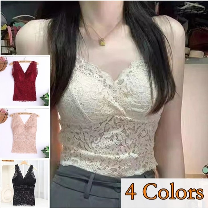 Plus Size 37KG-88KG Crop Top Lace Padded Top White Top Sando For Women ...