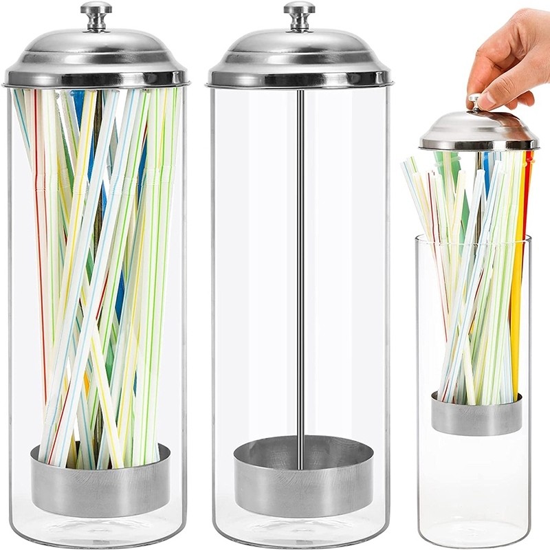 Straw Dispenser Holder For Kitchen Milk Tea Coffee Shop Clear Straw ...