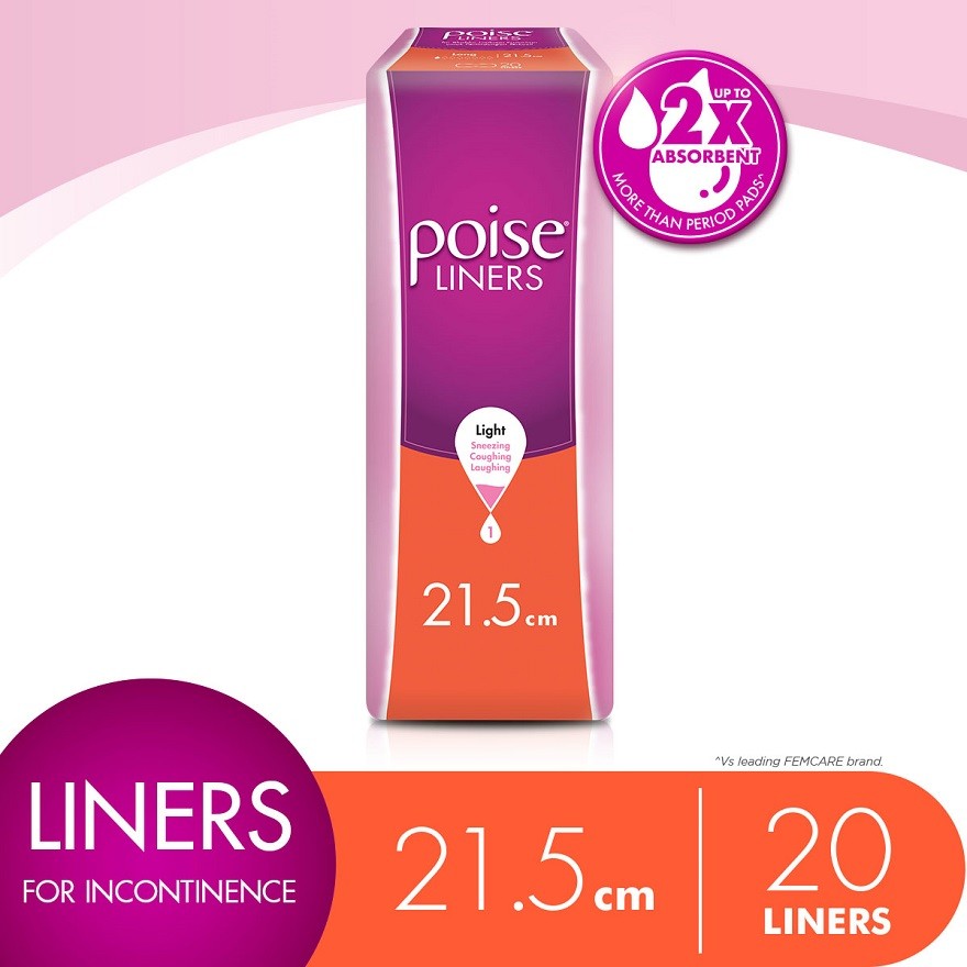 POISE Liners Incontinence Regular 21.5cm 2X10s - Light Bladder/Urine ...