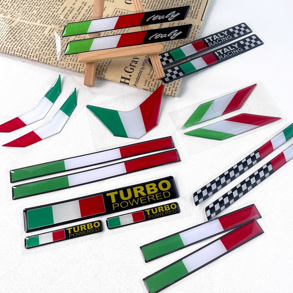 3D Resin Gel Italy Italian Flag Motorcycle Sticker Vespa Piaggio ...