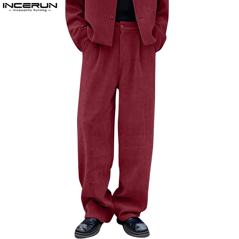 INCERUN Men's Fashion Texture Fabric Pants | Shopee Philippines
