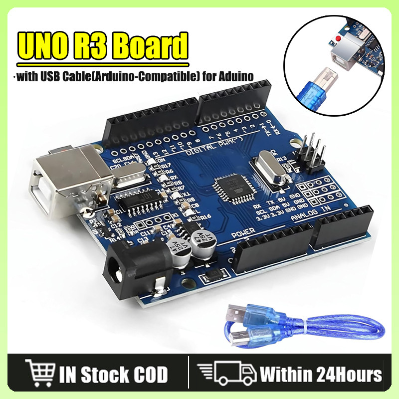 UNO R3 Board Upgrade Version,ATmega328P with USB Cable(Arduino-Compatible) for Aduino | Shopee ...