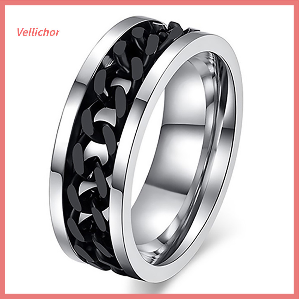 Velli Punk Men Women Unisex Stainless Steel Chain Inlaid Finger Ring ...