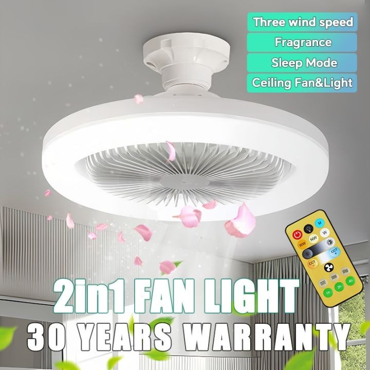 3 IN 1 Smart Fanlight With Remote Control Lights Bulb With Electric Fan ...