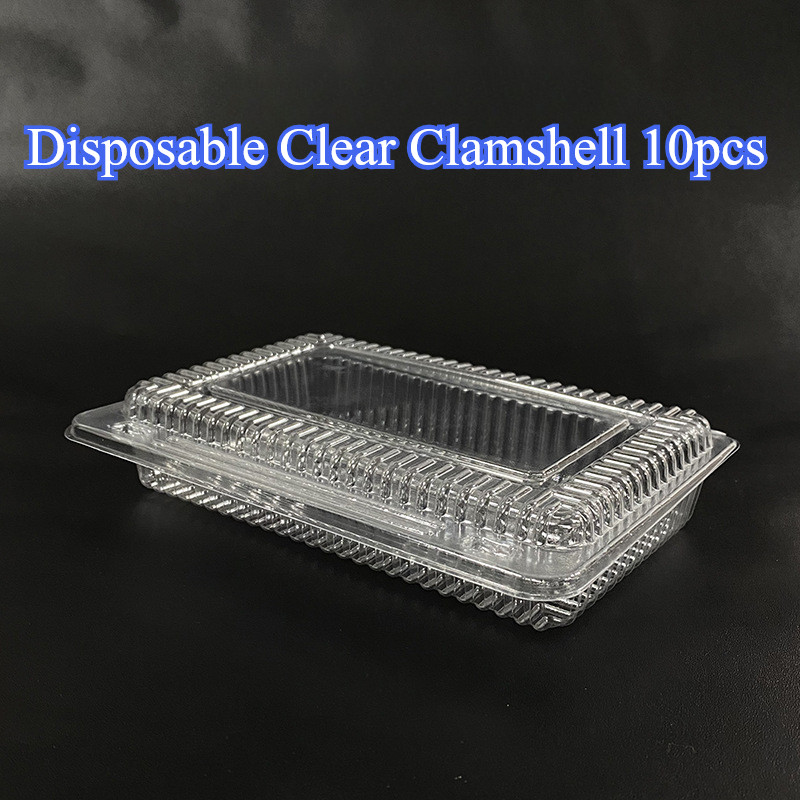 10pcs Disposable Clear Plastics Clamshell Food Container Rectangle For ...