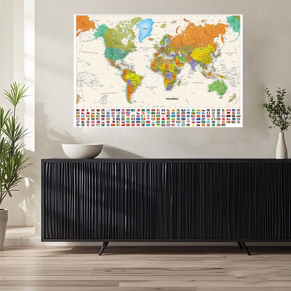 good World Map-Countries with Cities,Unframed World Map,Wall Decor for ...