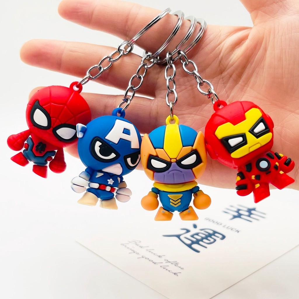 Keychain New Cartoon Pendant Superhero Cute round keychain | Shopee ...