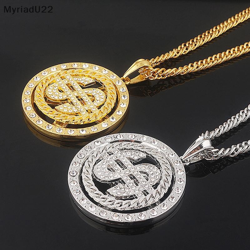 MYR Big Rotatable US Dollar Money Sign Pendant Necklace Men Rapper Hip ...