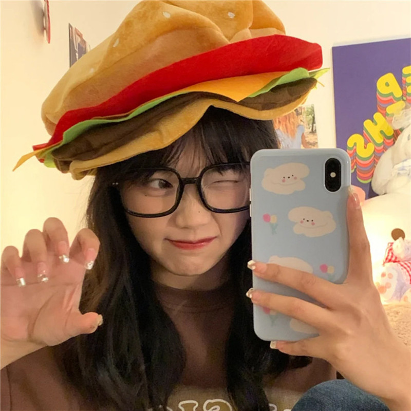 Marbit Fashionable Cute Versatile Funny Burger Hat Party Casual ...