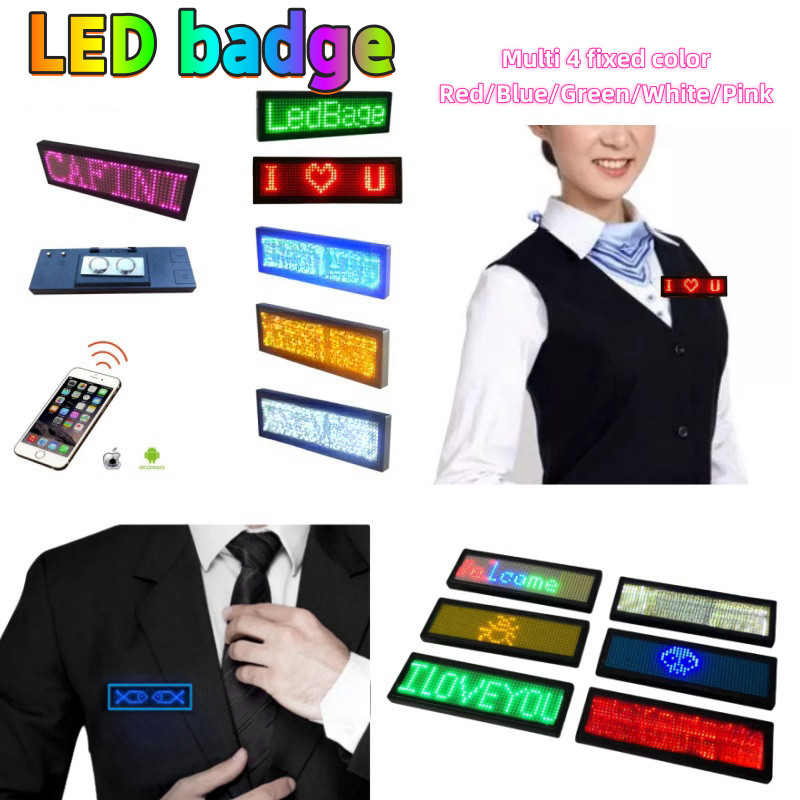 Bluetooth Smart APP Control LED Name Badge Luminous Flashing Light Up ...