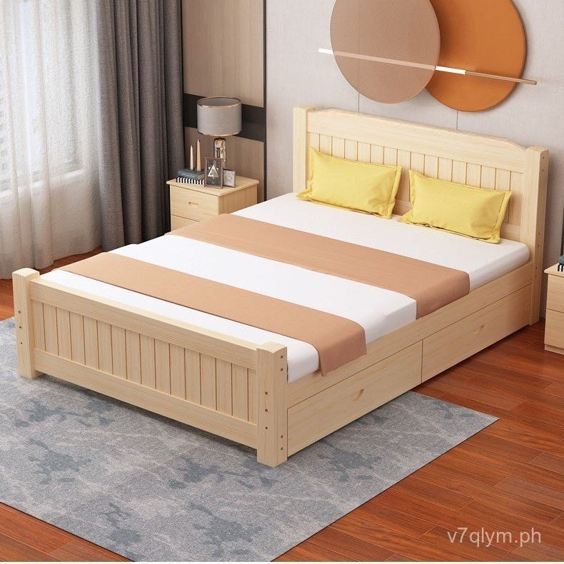 Solid wood bed1.8M Double Bed Modern Minimalist Economical Rental Room ...