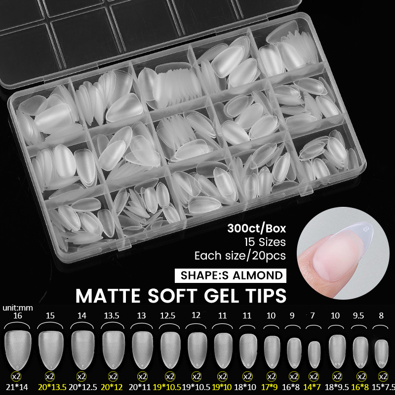 300pcs Matte Soft Gel Tips Press on False Nails Fake Nails Full Cover ...