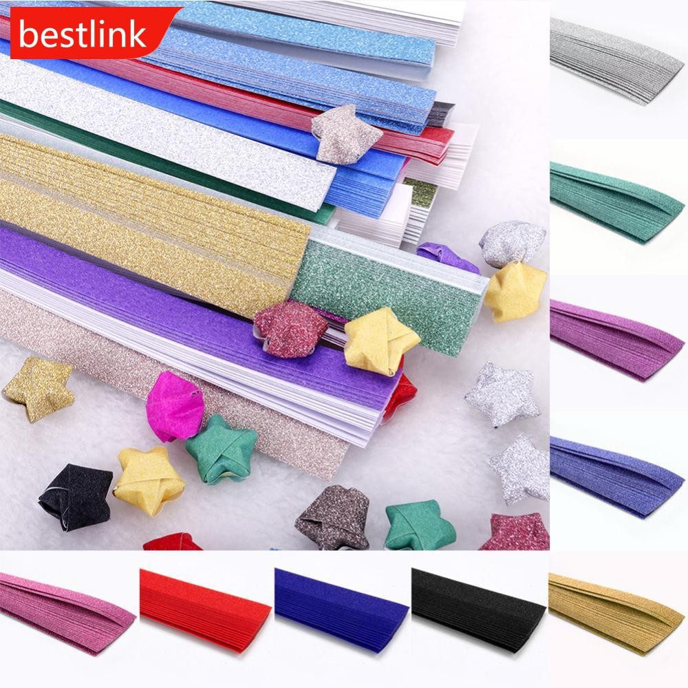 BESTLINK DIY Folding Origami Paper Glitter Bling Shiny Lucky Wish Star ...