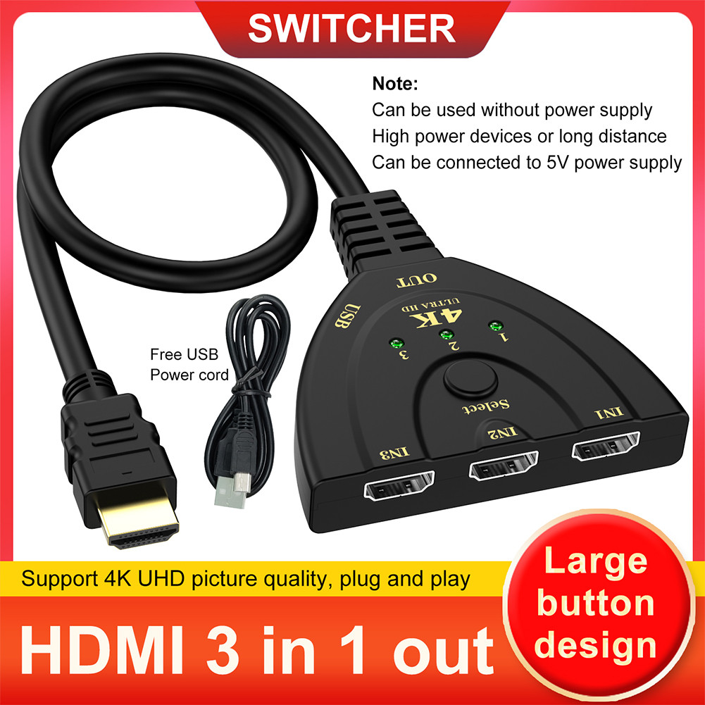 AU 4K 2K 3D KVM Splitter 4K 30Hz 3D Switch Splitter 3 in 1 Port Hub for ...