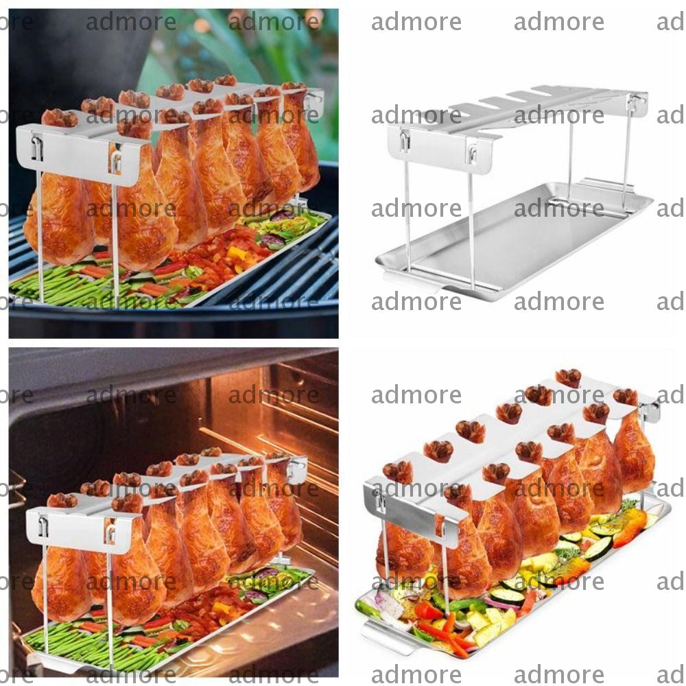 ADMORE Chicken Leg Rack, Folding with Drip Tray Chicken Drumstick ...