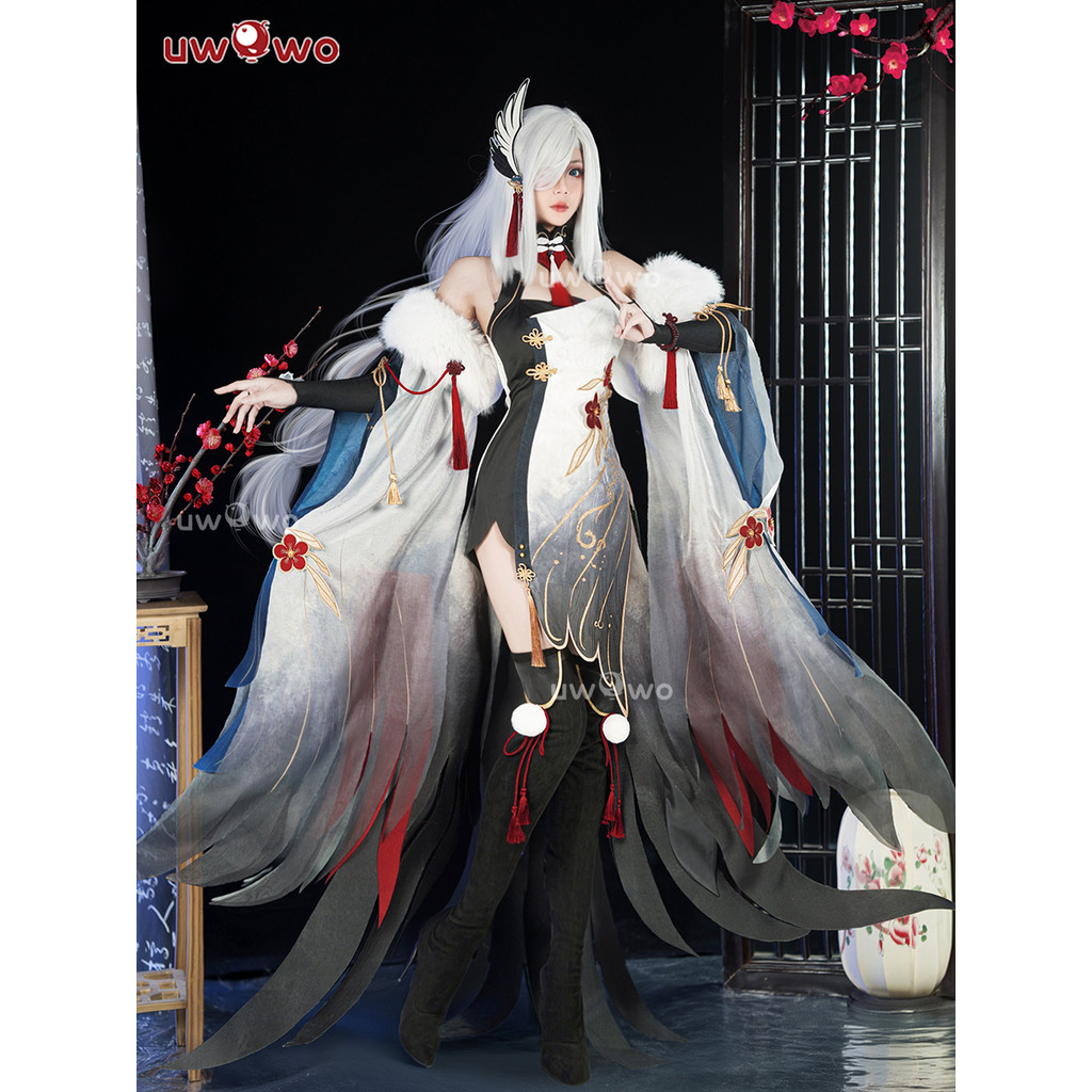Uwowo Yuanshen cosplay Snow Red May Shin Crane Fan Costume | Shopee ...